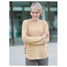 Strickpullover Classic Basics "Langarm-Pullover", Damen, Gr. 42, beige (elfenbein), 100% Polyacryl, unifarben, Pullover