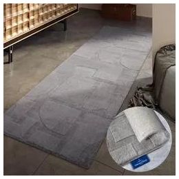 Villeroy & Boch Wollteppich VILLEROY & BOCH "Alexis", grau, B:80cm H:10mm L:250cm, Wolle, Teppiche, Handgewebt, Wolle, Natur, Wohnzimmer, Geometrie, Boho, Design