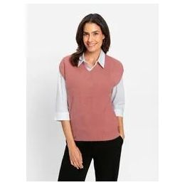 Pullunder Inspirationen "Pullunder", Damen, Gr. 44, rot (rosenholz), 75% Polyamid, 15% Viskose, 10% Polyester, unifarben, Pullover