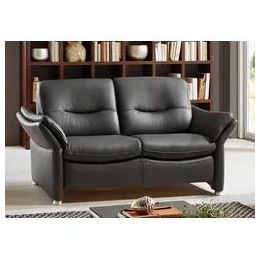 2-Sitzer Hukla "HU-SF15058 Ledersofa, Breite 164 cm", schwarz (torro anthrazit), B:164cm H:91cm T:92cm, Sofas, hochwertiges Glattleder, optional mit Kopfstütze