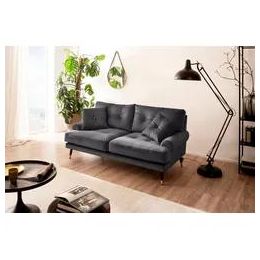 2-Sitzer TRENDS BY HG "Samir", grau (anthrazit), B:181cm H:89cm T:100cm, 100% Polyester, Sofas, mit Strasssteinen und goldfarben Applikationen
