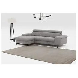 Ecksofa COTTA "Emma L-Form", grau (mouse), B:267cm H:97cm T:165cm, Sofas, mit Kopfteilverstellung, wahlweise mit Bettfunktion & Bettkasten