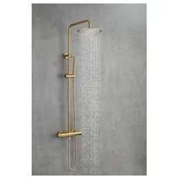 Duschsystem Welltime "Sanddorn", braun (messing), H:135cm T:9,5cm, Brausegarnituren, Überkopfbrause, Regendusche Wellnessdusche in verschiedenen Farben