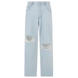 Bequeme Jeans 2Y STUDIOS "2Y Studios 2Y Anduin Ripped Baggy Jeans", Herren, Gr. 28, Normalgrößen, blau (ice), 100% Baumwolle, unifarben, Casual, Jeans