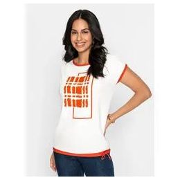 Print-Shirt Inspirationen "Shirt", Damen, Gr. 54, orange (ecru, orange, bedruckt), 92% Polyester, 8% Elasthan, bedruckt, Rundhals, Shirts