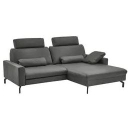 Ecksofa DIE PLANBAR "PN-EM20028 L-Form mit Kopfstützen", grau (anthrazit), B:248cm H:114cm T:179cm, Sofas, wahlweise mit motorischem Canape