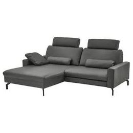 Ecksofa DIE PLANBAR "PN-EM20028 L-Form mit Kopfstützen", grau (anthrazit), B:248cm H:114cm T:179cm, Sofas, wahlweise mit motorischem Canape
