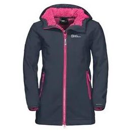 Softshellmantel Jack Wolfskin "KISSEKAT COAT GIRLS", Kinder, Gr. 140, blau (night, blau), OBERSTOFF OBERSTOFF 100% POLYESTER ABSEITE 100% POLYESTER FUTTER 100% POLYESTER, Mäntel