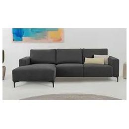 Ecksofa Home Affaire "Tournon, L-Form, Breite 262 cm, Webstoff, Chenille", grau (anthrazit), B:262cm H:85cm T:152cm, 100% Polyester, Sofas, Designsofa im nordischen Stil, Wellenunterfederung, Metallfüße