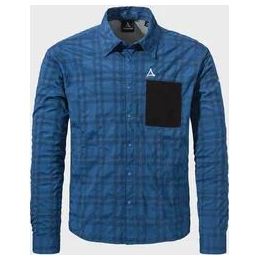Schöffel Outdoorhemd SCHÖFFEL "Bike Shirt Style Jalpuh MNS", Gr. 54, Normalgrößen, blau (8405, blau), Oberstoff: 81% Polyester 14% Nylon 5% Elasthan, V-Ausschnitt, Hemden