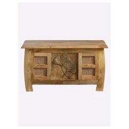 Bank Heine HOME, beige (natur), B:86cm H:46cm T:35cm, Holz, Metall, Sitzbänke