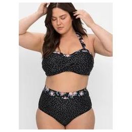 Bustier-Bikini-Top sheego, Damen, Gr. 50, Cup D, schwarz (schwarz, gepunktet), Elasthan, Polyamid, Bikini-Oberteile