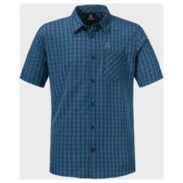 Schöffel Outdoorhemd SCHÖFFEL "Hiking CIRC Shirt Style Dalfoss MNS", Herren, Gr. 48, Normalgrößen, blau (8820, blau), Oberstoff: 100% Polyester, V-Ausschnitt, Hemden