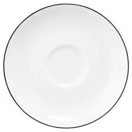 Untertasse Seltmann Weiden "Lido Black Line", schwarz-weiß (weiß, schwarz), B:11,9cm H:2cm L:11,9cm T:11,9cm Ø:11,9cm, Porzellan, Speiseteller, Espressountertasse 12 cm