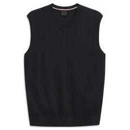 Pullunder Bugatti "Regular Fit", Herren, Gr. XXL, blau (390, marine), 95% Baumwolle, 5% Kaschmir, unifarben, Casual, regular fit, V-Ausschnitt, Rippbündchen, Pullover, mit V-Ausschnitt aus Baumwolle-Kaschmir