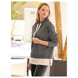 Sweatshirt Heine, Damen, Gr. 34, beige (sand, schlamm, fischgrat), 82% Baumwolle, 18% Polyester, gemustert, mehrfarbig, Sweatshirts