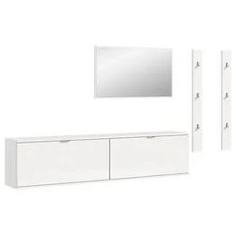 Garderoben-Set Inosign "Trondheim Garderobenset 4-tlg., Breite 237 cm", weiß, B:237cm H:191cm T:37cm, Kastenmöbel-Sets, hochglanz, best. aus: Spiegel, 2er Set Paneele, Kommoden, Flur