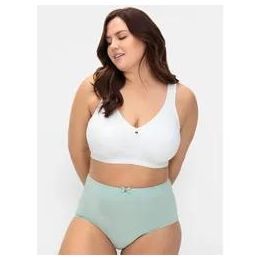 Entlastungs-BH sheego, Damen, Gr. 11,5, Cup F, grün (mint, weiß), 95% Baumwolle, 5% Elasthan, BHs