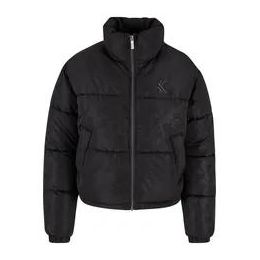Winterjacke Karl Kani "Karl Kani Karl Kani OG AOP Crop Puffer Jacket", Damen, Gr. L, schwarz, 100% Polyester, mehrfarbig, klassisch, normal, amerikanischer Ausschnitt, Langarm, Jacken