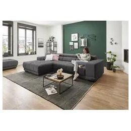 Ecksofa DIE PLANBAR "MP-IN15053 L-Form schmaler Schenkel", grau (anthrazit), B:303cm H:75cm T:190cm, 88% Polyester; 12% Polyamid, Sofas, mit Kopfteilverstellung, wahlweise mit manueller Vorziehbank