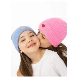 Beanie ZwillingSHERZ ""Heart-Patch"", Baby, bubblegum, Strick, Obermaterial: 100% Kaschmir, Mützen, Kids-Kaschmir Mütze mit Herzpatch