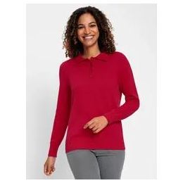 Polokragenpullover Casual Looks "Pullover", Damen, Gr. 44, rot, 100% Baumwolle, unifarben, Langarm, Pullover