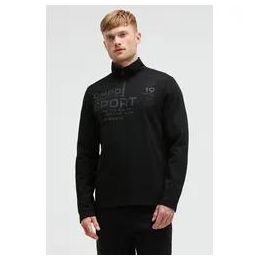 Langarmshirt CAMP DAVID, Herren, Gr. S, schwarz, Material: 97% Baumwolle, 3% Elasthan, bedruckt, regular fit normal, eingesetzt gerader Abschluss, Shirts, mit Baumwolle