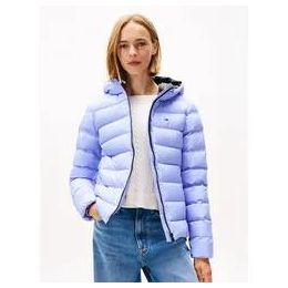 Steppjacke Tommy Jeans "TJW SLIM HOOD PRNT DOWN JCKT EXT", Damen, Gr. XL (42), vintage iris, Web, Steppware, Obermaterial: 100% Polyester, unifarben mit Farbeinsätzen, casual, slim fit, Langarm, Jacken