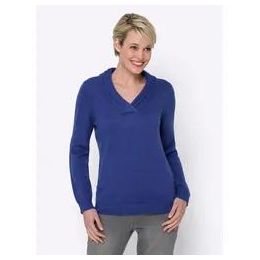 V-Ausschnitt-Pullover Classic Basics "Pullover", Damen, Gr. 38, blau (royalblau), 100% Polyacryl, unifarben, Langarm, Pullover