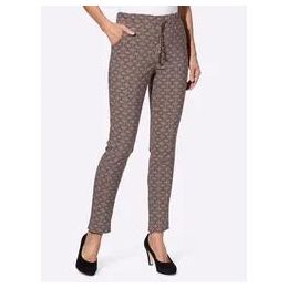 Webhose Classic Basics, Damen, Gr. 26, Kurzgrößen, beige (dunkeltaupe, schoko, bedruckt), 85% Polyester, 12% Viskose, 3% Elasthan, bedruckt, gemustert, mehrfarbig, Hosen