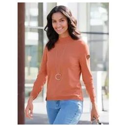Stehkragenpullover Casual Looks "Stehkragen-Pullover", Damen, Gr. 36, orange (papaya), 50% Viskose, 28% Polyester, 22% Polyamid, unifarben, Pullover