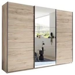 Schwebetürenschrank Schlafkontor "Bravo Kleiderschrank, Schiebetürenschrank", eiche san remo hell, B:270cm H:210cm T:60cm, Holzwerkstoff, Schränke, mit Spiegeltür, wahlweise mit Zubehör