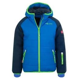 Skijacke Trollkids "KIDS HAFJELL SNOW JACKET PRO", Kinder, Gr. 176, navy, med blau, grün, Web, Obermaterial: 100% Polyester. Futter: 100% Polyester. Wattierung: 100% Polyester, normal, hoch geschlossener Ausschnitt, Raglanärmel eingefasste Kante, Jacken