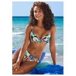 Triangel-Bikini-Top Sunseeker "Petit", Damen, Gr. 34, Cup A, schwarz (schwarz bedruckt), Obermaterial: 84% Polyamid, 16% Elasthan. Futter: 92% Polyester, 8% Elasthan. Wattierung: 100% Polyester, bedruckt, floral, Bikini-Oberteile, Mit modernem Print