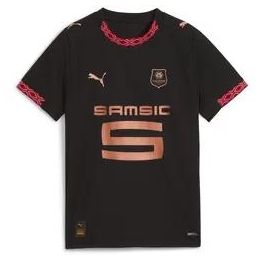 Trainingsshirt Puma "Stade Rennais FC 25/26 Ausweichtrikot Jugendliche", Kinder, Gr. 128, schwarz (schwarz copper metallic), Obermaterial: 100% Polyester; Rippe: 97% Polyester, 3% Elasthan, clean, regular fit, Rundhals, Shirts
