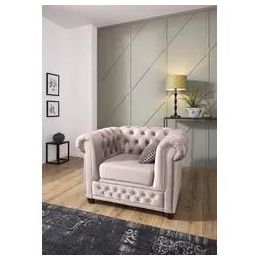 Chesterfield-Sessel Home Affaire "New Castle Sessel", rosa (flamingo), B:104cm H:72cm T:86cm, Sessel, hochwertige Knopfheftung, B/T/H: 104/86/72 cm