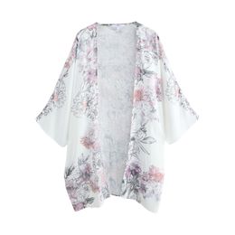 next Kimono Damen Gr&ouml;&szlig;e L/XL lila / pfirsich / schwarz / wei&szlig;