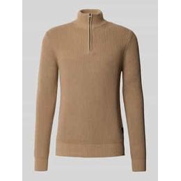 Replay Strickpullover mit Stehkragen und Reißverschluss