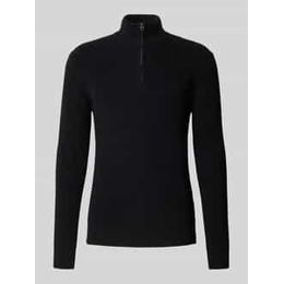 Replay Strickpullover mit Stehkragen und Reißverschluss