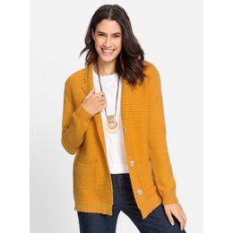 Heine Damen Strickjacke, Gelb, Gr. 52, Strickjacken, Material: Viskose