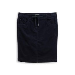 Tom Tailor Damen Cordrock mit Kordelzug, blau, Uni, Gr. 38