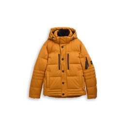 Tom Tailor Herren Puffer-Jacke mit abnehmbarer Kapuze, braun, Uni, Gr. XL