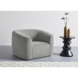 Sessel "LYZA Relaxsessel, Loungesessel, Maße B/T/H: 113/95/71 cm", grau (anthrazit), B:113cm H:71cm T:95cm, 100% Polyester, LeGer Home by Lena Gercke, Sessel, organische Form, mit Wellenunterfederung, gemütlich und modern