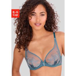 Bügel-BH Lascana "Gabriella", Damen, Gr. 80, Cup D, bunt (blau, multicolor), Spitze, Obermaterial: 80% Polyamid, 15% Elasthan, 5% Polyester, BHs, mit hauchzarter Stickerei, transparente Unterwäsche