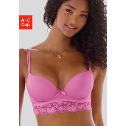 Push-up-BH Vivance "Anisa", Damen, Gr. 70, Cup C, pink, Microtouch, Obermaterial: 60% Polyamid, 35% Polyester, 5% Elasthan, BHs Push-up-BH, mit B&uuml;gel und Spitze entlang der Unterbrust, sexy Dessous