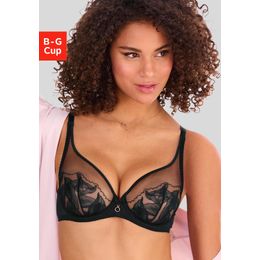 Bügel-BH Lascana "Gabriella", Damen, Gr. 75, Cup C, schwarz, Spitze, Obermaterial: 80% Polyamid, 15% Elasthan, 5% Polyester, BHs, mit hauchzarter Stickerei, transparente Unterwäsche