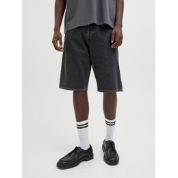 Jack & Jones Bermudas JACK & JONES "JJIRON JJORIGINAL SHORTS MF 328 SN", Herren, Gr. S, N-Gr, blau (schwarz denim detail:sq 737), Denim/Jeans, Obermaterial: 100% Baumwolle, unifarben, relaxed fit knielang, Hosen