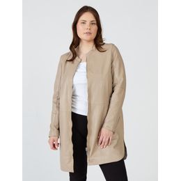 Langjacke Maze "42023104", Damen, Gr. 56, beige (sand), Obermaterial: 100% Lammleder; Innenfutter: 100% Polyester; Ärmelfutter: 100% Polyester, Jacken