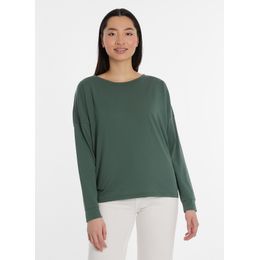 Langarmshirt Ragwear "SHIMONA LONG", Damen, Gr. M, pine grün, Jersey, Obermaterial: 50% Baumwolle, 50% Polyester, unifarben, oversize hüftbedeckend, Rundhals, angeschnitten abgesteppte Kante, Shirts Langarmshirt, in dezenter Oversized-Form