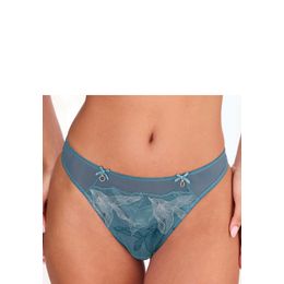 String Lascana "Gabriella", Damen, Gr. 32/34, bunt (blau, multicolor), Spitze, Obermaterial: 50% Polyamid, 30% Polyester, 20% Elasthan, Unterhosen, aus Mesh mit hauchzarter Stickerei, transparente Unterwäsche